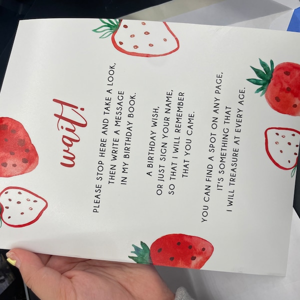 Berry First Birthday Guestbook Sign, Strawberry Themed Book Signing ...