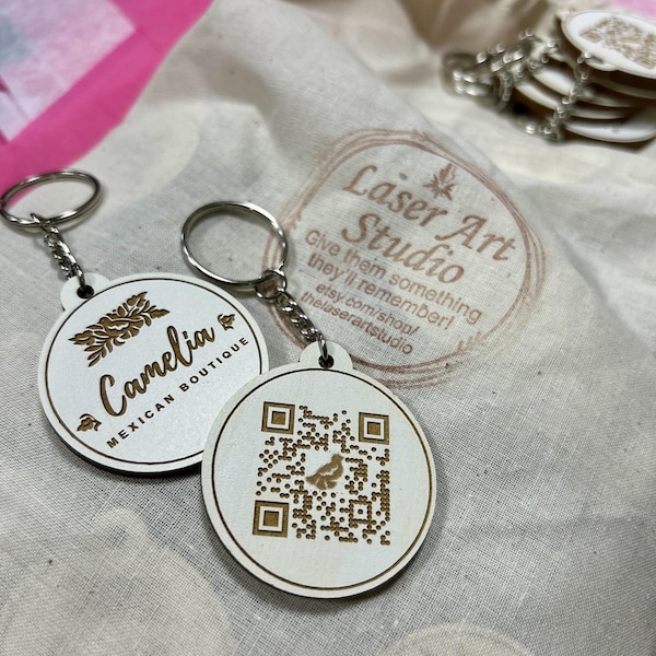 Custom 1-SIDE ENGRAVED Wood Keychains, Branded Keychains, Logo Engraved ...