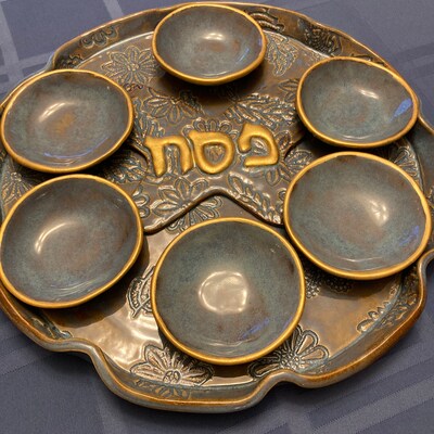 Blue Flower Shabbat Candle Holders & Tray Havdalah Spice Box - Etsy