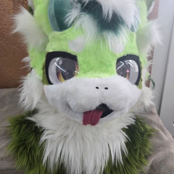 Fursuit Mask, Glowing Horned Dragon, Wicker Beast, Glowing Dragon ...