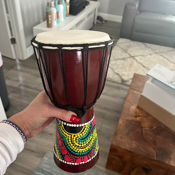Djembe Hand Painted Color Dots Unique Patterns Elephant Bongo African ...