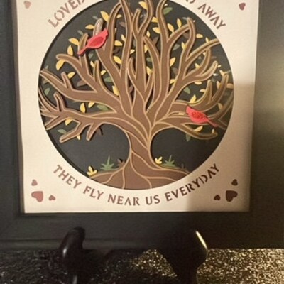 3D Cardinal Bird Tree Shadow Box, Customizable Gift, Memorial Gift ...