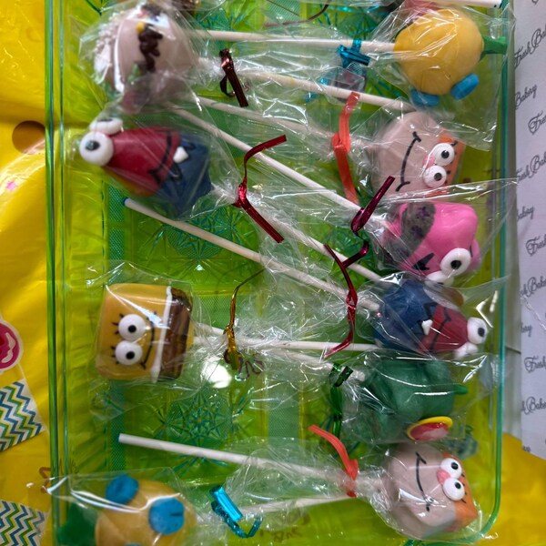 Spongebob Inspired Cake Pops, Character Cake Pops, Gifts for Kids - Etsy