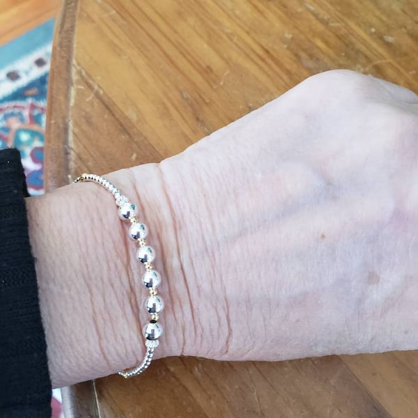 60th Birthday Gift, Sterling Silver 6 Bead Bracelet, 60th Jewellery ...