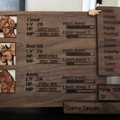 Custom Wooden Final Fantasy 7 Menu Screen With Characters You Can Pick ...