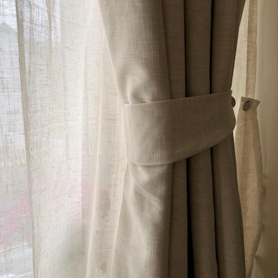 Nadia Linen Sheer Curtain, Natural Curtain, Custom Curtain Panel, Linen ...