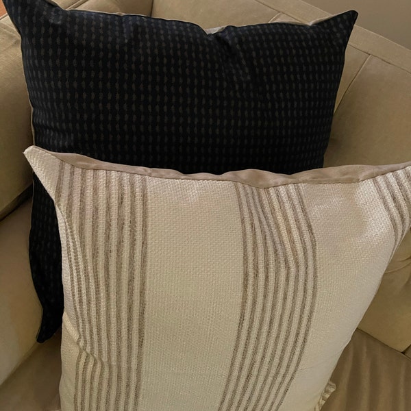 Designer Stripe Pattern Pillow Cream Background With Oatmeal Stripe ...