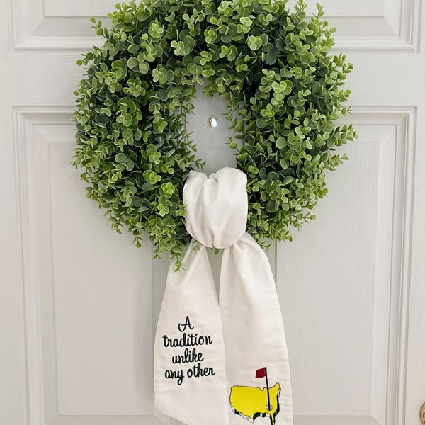 Masters Wreath Sash, Boxwood Wreath Embroidered Sash, Masters ...