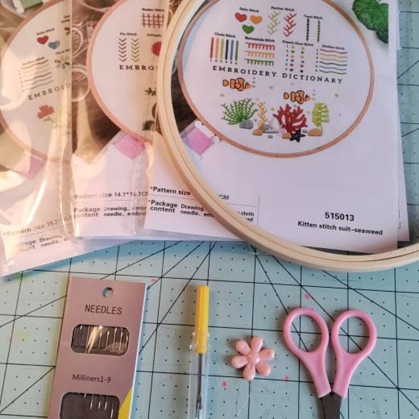 3 Set Beginner Embroidery Kit, Embroidery Starter Kit, Modern ...
