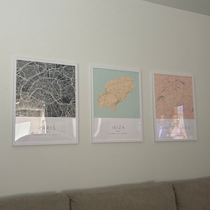 Set of 3 Custom Maps, City Map Prints, Custom Map Print, Custom Any ...