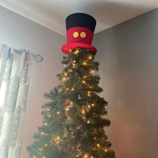 Mickey Mouse Christmas Tree Topper: Handmade Top Hat Ornament - Etsy