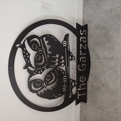 Personalized Owl Metal Sign Steel Metal Art / Metal Decor / Steel Wall ...