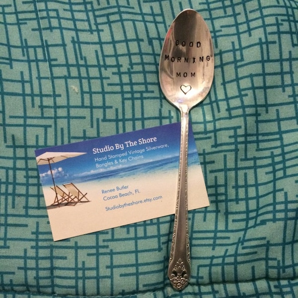 Good Morning Mom, Gift for Mom, Moms Coffee Spoon, Moms Tea Spoon, Hand ...