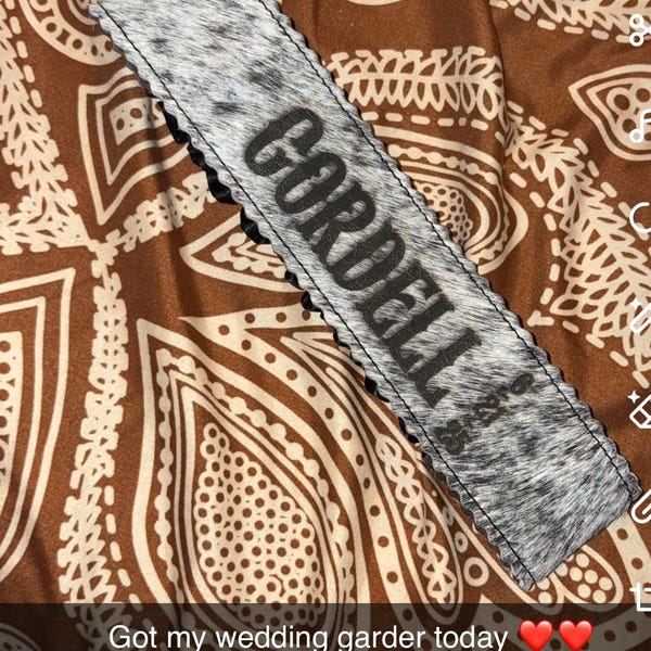 Brides Western Custom Cowhide Wedding Garter Leg Personalized or ...