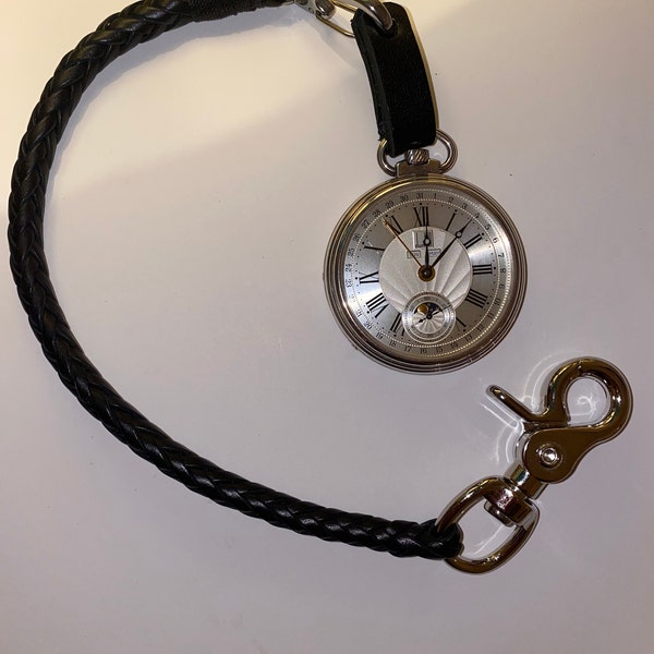 Braided Leather Pocket Watch Chain With Stainless Steel Clip - Etsy