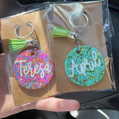 Confetti Keychain Monogram Keychain With Tassel Cotton - Etsy