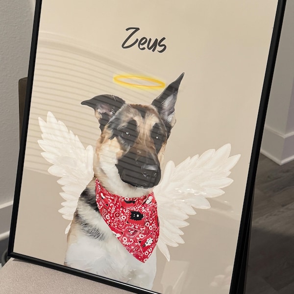 In Memory of Dog Portrait From Photo DIGITAL DOWNLOAD Pet Memorial Gift ...