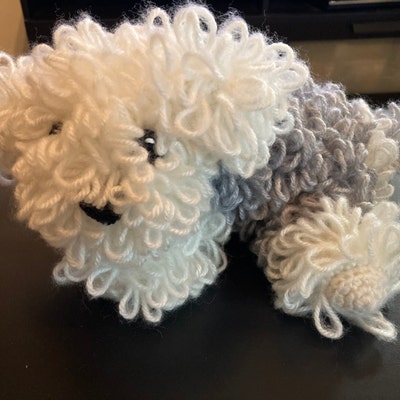 English Sheepdog Toy Vintage Crochet Pattern Cute Dog Puppy Loop Stitch ...