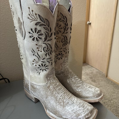 Western Cowboy Boots / White Cowboy Boots / Cowgirl Boots/ Wedding ...
