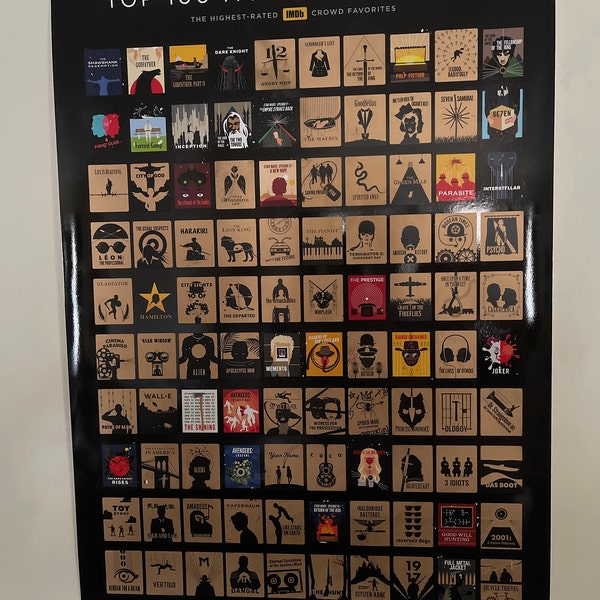 Official Imdb Top 100 Movies Scratch off Poster - Gift for Movie Lovers ...