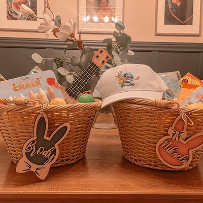 Personalized Bunny Easter Basket Tag Custom Easter Place Card Name ...