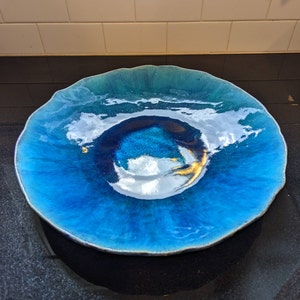 Ceramic Platter Big Blue Plate Pottery Plates Handmade - Etsy