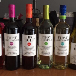 Year of Firsts Wine Labels Wedding Milestone Wine Labels Engagement ...