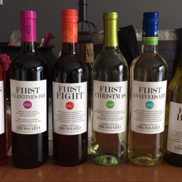 Year of Firsts Wine Labels - Wedding Milestone Wine Labels - Engagement ...