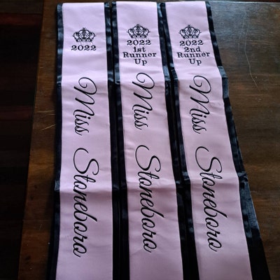 Custom Embroidered Pageant Sash With Cursive Font - Etsy