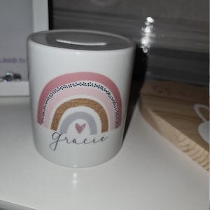 Personalised Rainbow Money Box, Rainbow Bedroom Décor, Child Piggy Bank ...