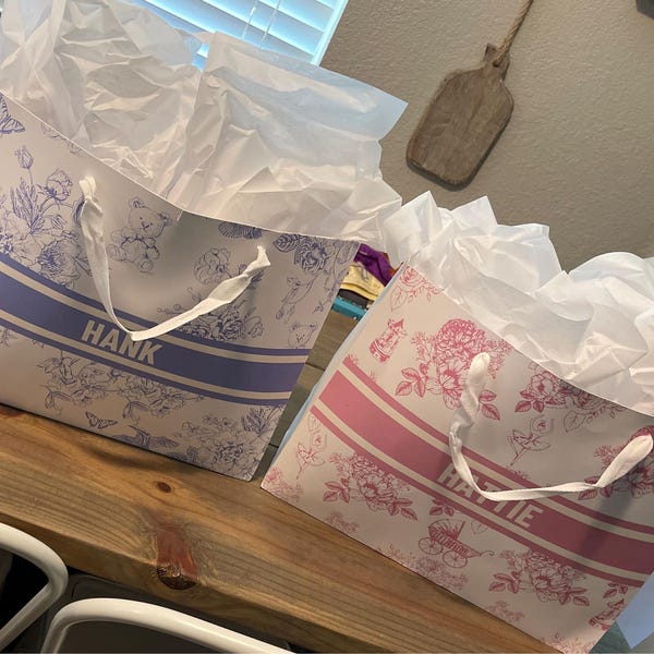 Custom Toile De Jouy Gift Bags | Personalized | Wedding | Bridesmaid ...