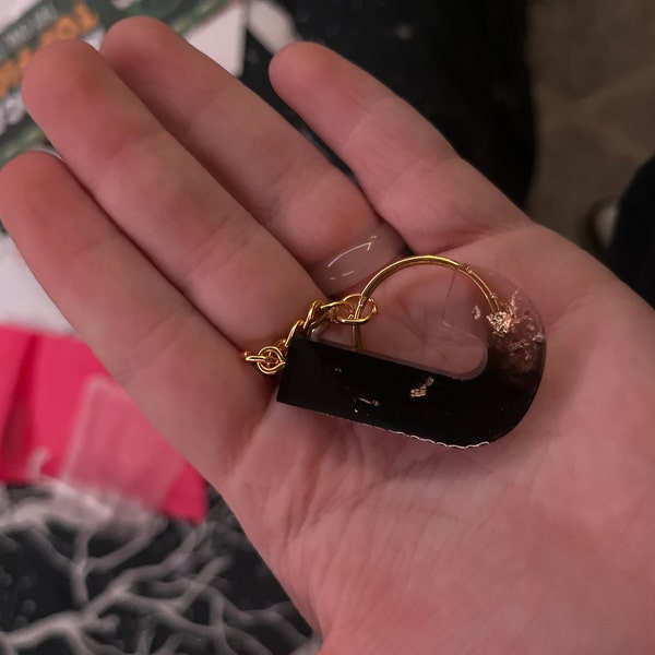 Glam Black, Clear and Gold Initial Keychain | Resin Initial Keychain ...
