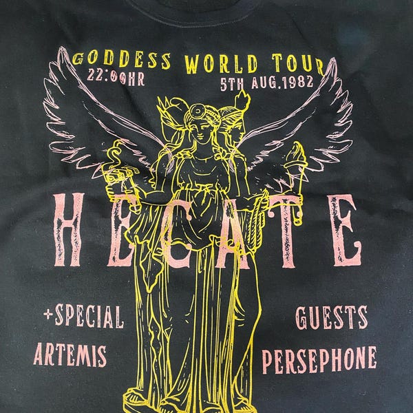 Goddess Hecate Distressed Band Tee Hecate Sweater Greek Mythology Greek Apparel Triple Goddess ...