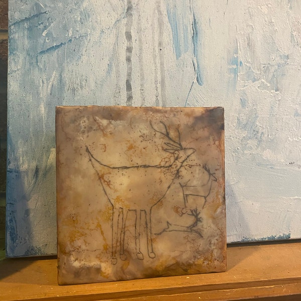 Abstract Nativity; Holy Family; Night Sky; Gold Halos; Neutral Colors ...