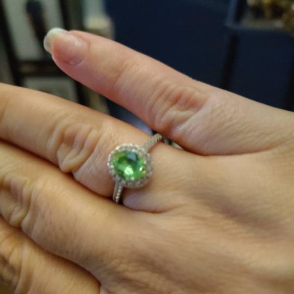 Uranium Glass Oval Cut Ring Size 4 Through 10.5 in New Sterling Silver ...