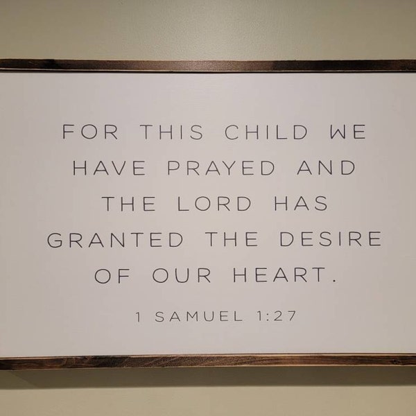 1 Samuel 1:27 Sign | Nursery Sign | Framed Wood Signs | Nursery Wall ...