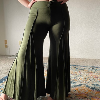 M/L Flowerchild Wide Leg Flared Pants Festival Boho Bell Bottomwide Leg ...