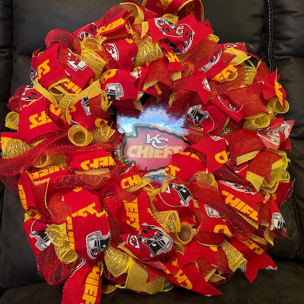 Kansas City Chiefs Wreath, Kansas City Chiefs Door Decor, Kansas City ...