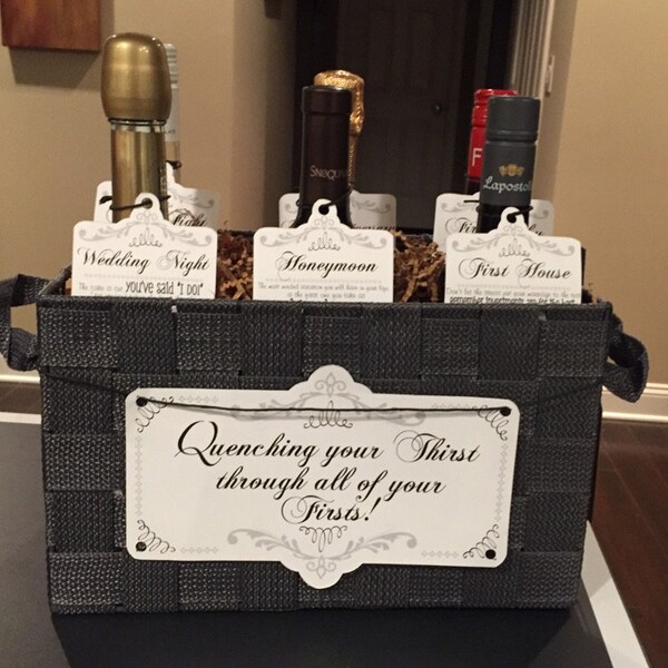 Year of Firsts Wine Tag Set for Bridal Shower Wine Basket Gift, Wine ...