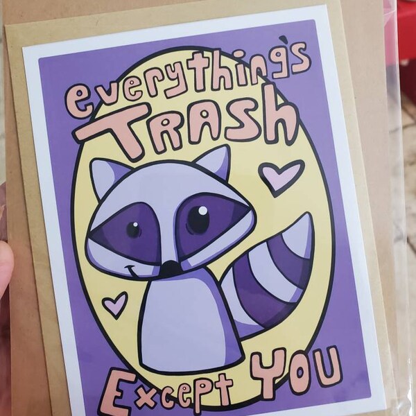 RACCOON Valentine, Handmade Card Bundles for Valentines Day, Trash ...