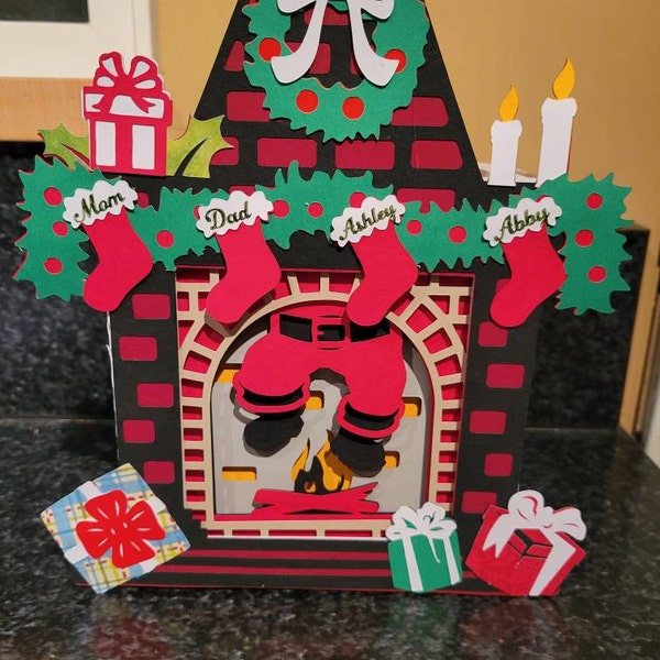 Santa Fireplace Box Christmas Lantern SVG for Cricut Project DIY ...