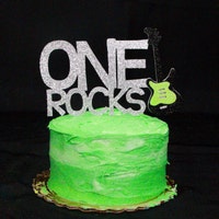 One Rocks Cake Topper / Guitar Cake Topper / Rock Party / Rock N Roll ...