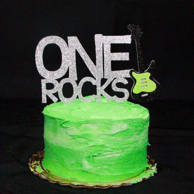 One Rocks Cake Topper / Guitar Cake Topper / Rock Party / Rock N Roll ...