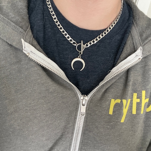 Moon Chain Necklace, Layered Necklace, Statement Necklace, Chunky Gold ...