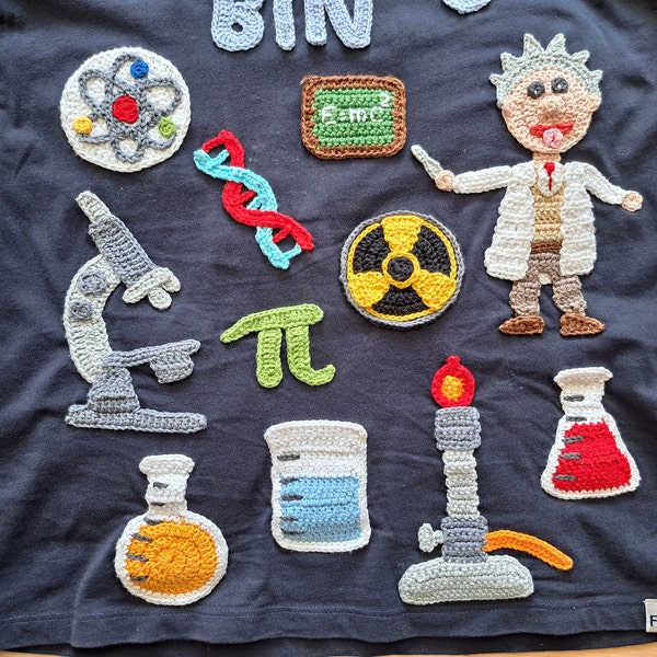 Mad Science Applique Pack- Crochet Pattern Only- Microscope- Beaker ...