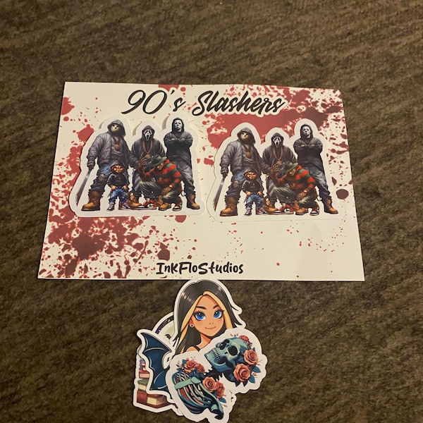90's Slashers Sticker, Horror Sticker, Halloween Sticker, Thug Life ...