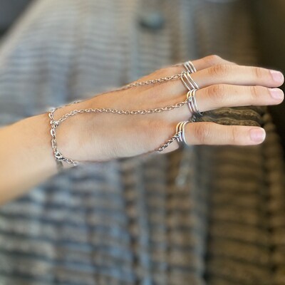 Handmade Anime Chain Bracelet and Five Finger Rings - Etsy