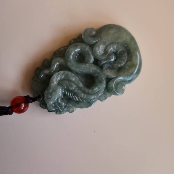 Real Green Jade Snake Necklace, Chinese Zodiac Year of Snake Charm ...