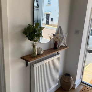 Rustic Solid Wood Radiator Shelf With Cast Iron Brackets - Etsy UK