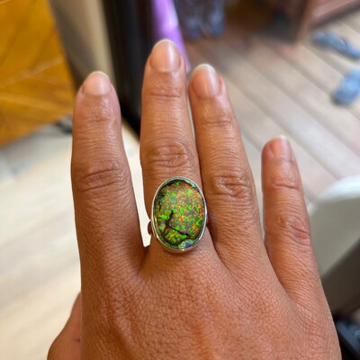 Sterling Silver Blue Fire Opal Inlay Ring Hawaiian Blue Opal Gemstone ...